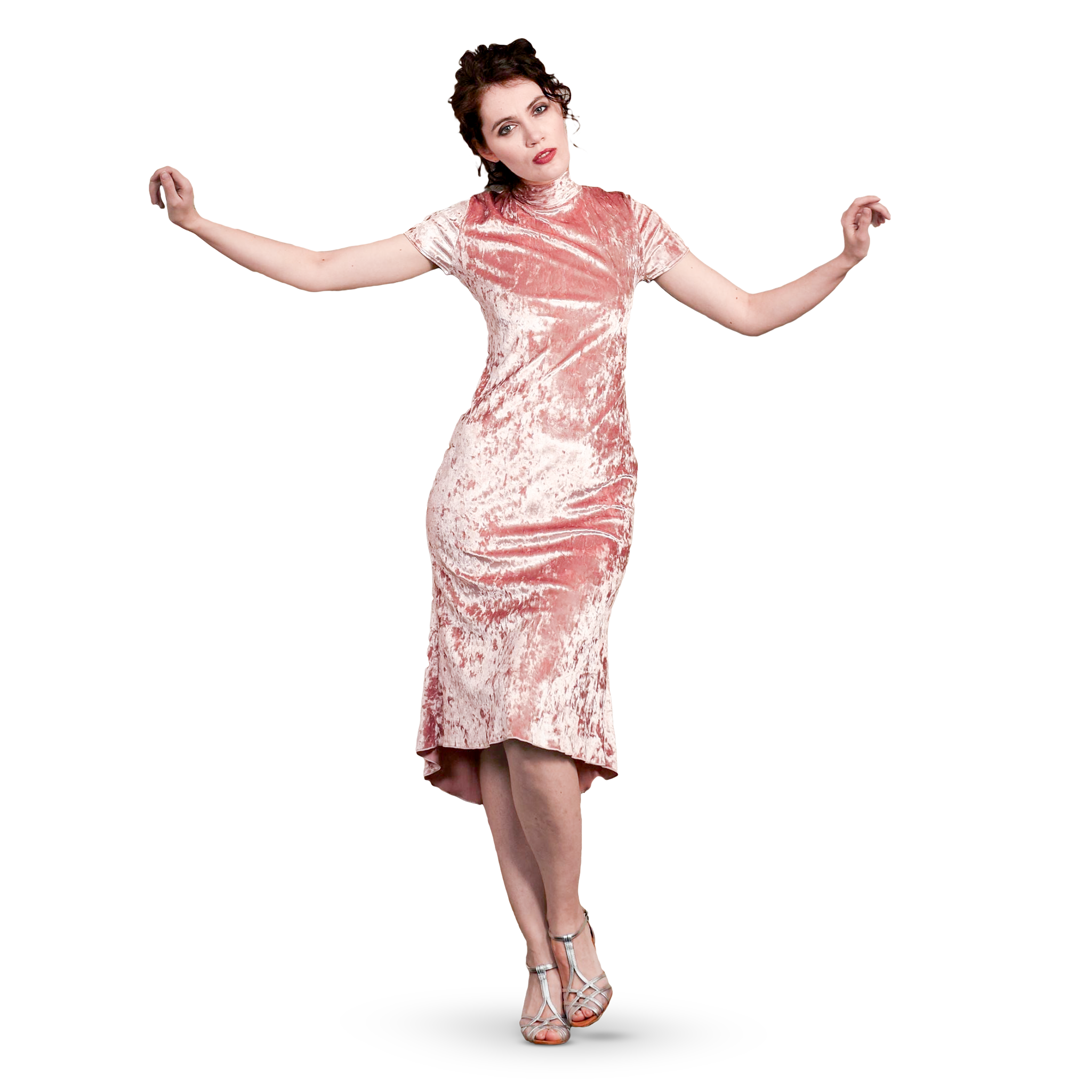 DanceEverywear Sofia SM8024 ⬝ Pink Marble • Hochgeschlossenes Samt ...