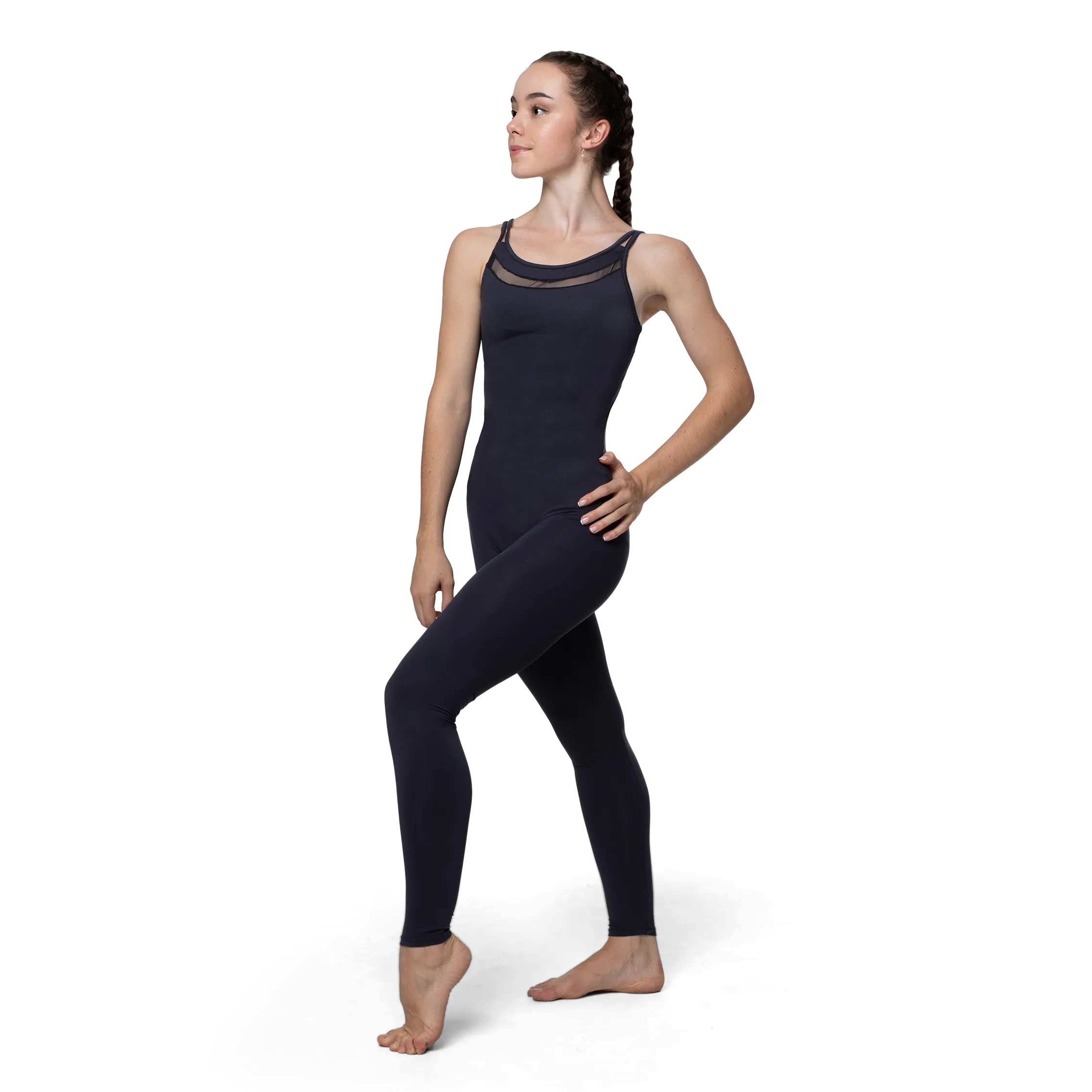 Intermezzo 4689 ⬝ Black • Tank-Unitard mit Mesh-Einsätzen • Hacke & Spitze