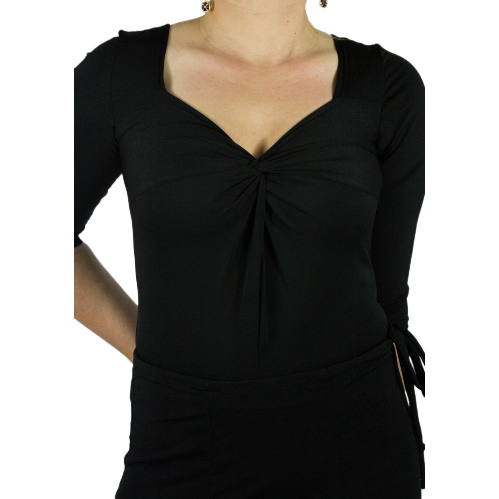 Gantlé Gantlé Carna ⬝ Nero • Bodysuit 3/4 Arm, Schrittverschluss • Hacke & Spitze