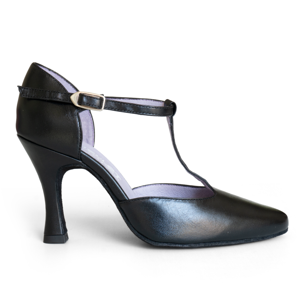 Merlet Lara 1300-001 ⬝ Noir • Tanzschuh mit T-Riemchen, Schwarz • Hacke ...